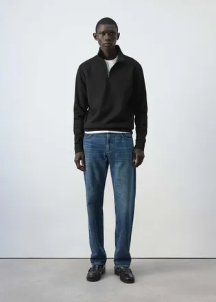 Mango Sweat coton m&eacute;lang&eacute; fermeture &Eacute;clair noir - Homme - XXL - MANGO MAN