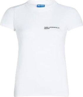 Karl Lagerfeld Karl Lagerfeld Jeans, Femme, T-Shirt Slim À Manches Courtes Essentail Avec Petit Logo, Coupe Slim, Blanc, S