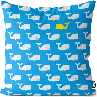 Void Watches Walfamilie im Ozean Kissenbezug Kissenhülle Outdoor Indoor Wal Wale Whale Maritim, Kissen Größe:50 x 50 cm;Kissen Farbe:Hellblau