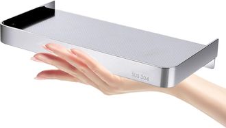 Artibetter NUOBESTY Edelstahl Wandhalterung f&uuml;r Badezimmer mit Klappbarem Telefonhalter und Toilettenpapier ablage Schwebendes Regal mit Rutschfestem Rand f&uuml;r Fl