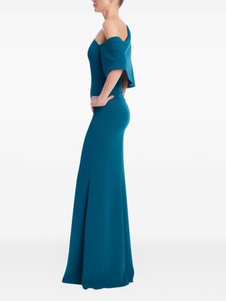 Badgley Mischka robe longue à design asymétrique - Bleu
