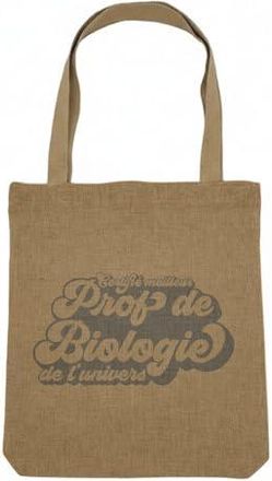 Fabulous Sac Shopping Tote Bag Aspect Lin - Certifi&eacute; meilleur Prof de Biologie de lunivers - Sac Courses Toile Epaisse 360g Beige Naturel Cabas Port&eacute; Epaule So