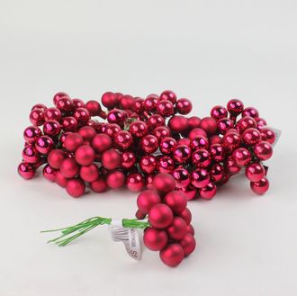 DPI Glas-Spiegelbeeren Glas Beeren Dekobeeren dunkelrot matt/glänzend Ø 1,5 cm