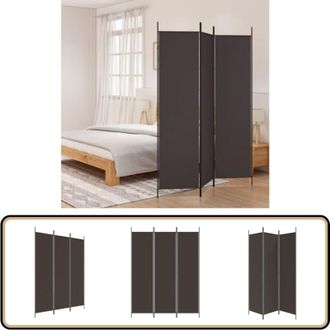 vidaXL Cloison de séparation 3 panneaux Marron 150x200 cm Tissu - Cloison De Séparation - Écran De Confidentialité - Séparateur De Pièce - Rideau De