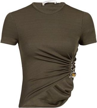 CHRISTOPHER ESBER T-shirt c&ocirc;tel&eacute; fronc&eacute; avec bijoux m&eacute;talliques