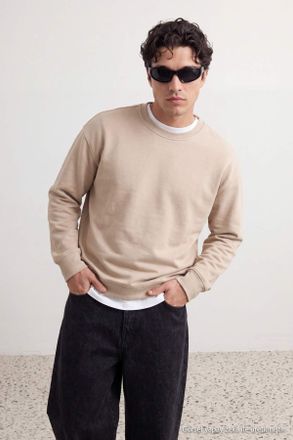 Trendyol MAN Herren Beige Einfarbig Lang Oversize Sweatshirts