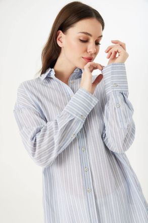 Garcia Garcia Damen Shirt Long Sleeve Bluse, Blue Grey, XL