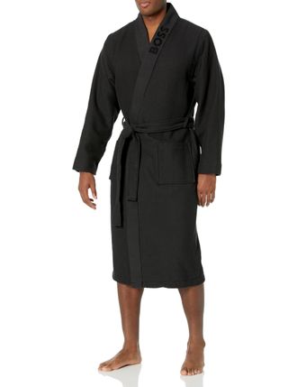 BOSS Herren Waffle Robe Waffel-Bademantel, Deep Melange Black, X-Large
