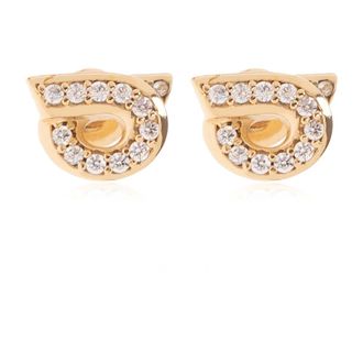 Ferragamo Femme, Accessoires, Jaune, Taille: ONE Size Boucles doreilles Gancini avec finition polie et ornements