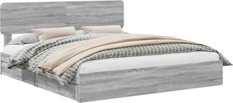 vidaXL Letto Con Contenitore Con Cassetto Grigio Sonoma 180 X 200 Cm Vidaxl