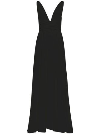 Azeeza robe Cirrus en soie &agrave; col v - Noir