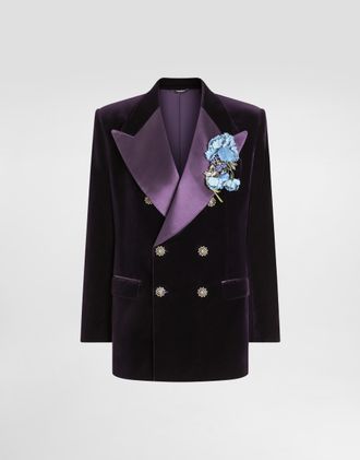 Dolce & Gabbana Double-breasted Sicilia Smooth Velvet Jacket - Mann Anz&uuml;ge Und Blazer Blue 52