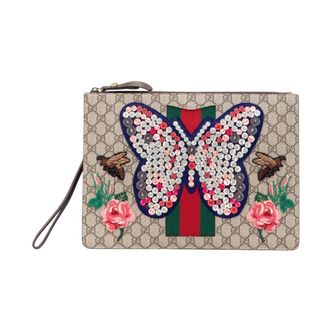 Gucci Pre-owned Bestickte Applikation Beutel mit Handschlaufe - - Pre-owned - Damen - Braun - ONE SIZE