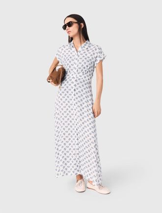 Maje Langes Bedrucktes Jacquard-kleid - Marine Denim - Gr&ouml;&szlig;e 32 - Maje