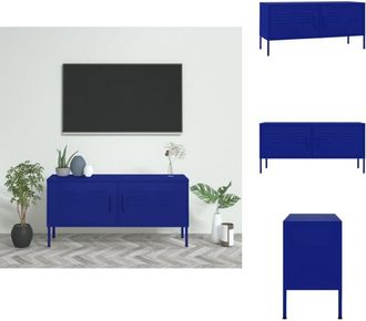 vidaXL TV-Schrank Marineblau 105x35x50 cm Stahl - TV Schrank - Fernsehschr&auml;nkchen - Metallregal - Sideboard - Wohnzimmer Dekoration