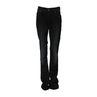 John Galliano Schwarze Tapered Denim Jeans mit Rei&szlig;verschluss - - Jeans - Damen - Schwarzk - W31