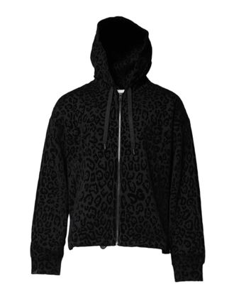 Dolce & Gabbana Mens Black Leopard Full Zip Hooded Sweatshirt Sweater Cotton Clothing