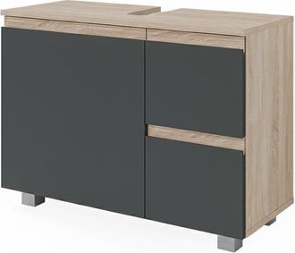 Vicco Waschbeckenunterschrank Anthrazit J-Shape 80x61x33 cm - Unterschrank f&uuml;r das Badezimmer, Zus&auml;tzlicher Stauraum direkt unter dem Waschbecken