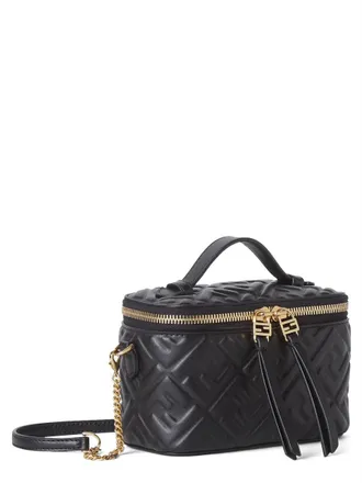 Fendi Womens Mini Vanity Leather Bag Black Handbags Hand