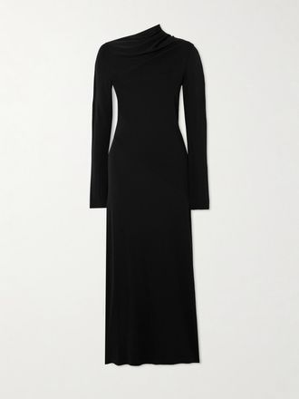 Toteme Midikleid Aus Stretch-jersey Mit Raffungen - Schwarz