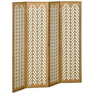 HOMCOM Paravent en Bois ajour&eacute; s&eacute;parateur de pi&egrave;ce closion int&eacute;rieur Pliable 4 Panneaux en Bois 160 x 170 cm Naturel
