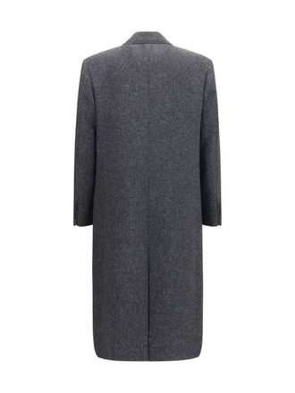 Valentino Mens Long Single-Breasted Coat Grigio Melange-Bianco-Azzurro-Beige Melange/bianco/azzurro/beige