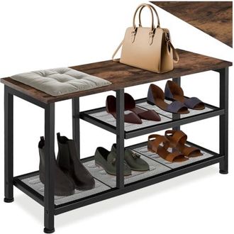 TecTake Meuble Chaussures Pratique 80 x 30 x 45,5 cm, Rangement Chaussure 3 &eacute;tag&egrave;res grillag&eacute;es, Style Industriel, Meuble Chaussure Etagere Rangement Chaussur