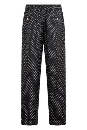 Dolce & Gabbana Mens Trousers Polka Dot Black Silk With Small Dots
