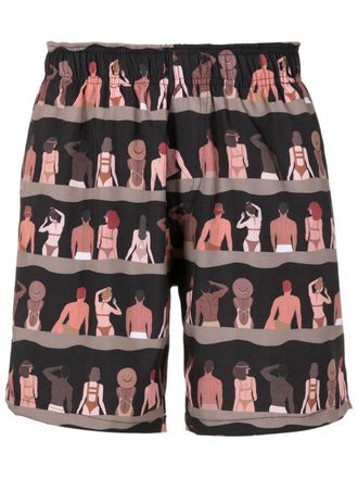 Amir Slama short à imprimé graphique - Noir