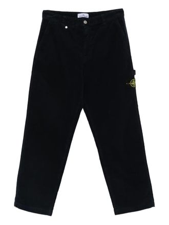Stone Island pantalon à patch Compass - Noir