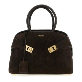 Ferragamo Femme, Sacs, Brun, Taille: ONE Size Hug Suede Handbag