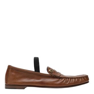 Versace Homme, Chaussures, Brun, Taille: 43 EU Mocassins Penny en cuir orn&eacute;s du logo