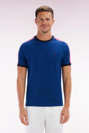 Eden Park T-shirt En Coton Bleu Fonc&eacute; Broderie Dos Et D&eacute;coupes Coupe Droite