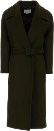 Stella McCartney Femme, Manteaux, Vert, Taille: 36 FR Manteau crois&eacute; ceintur&eacute; en laine