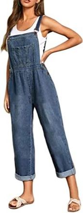 Onsoyours Combinaison en Denim pour Femme Salopette en Jean Extensible à Bretelles Ajustables Salopette en Jean en Denim B Bleu L