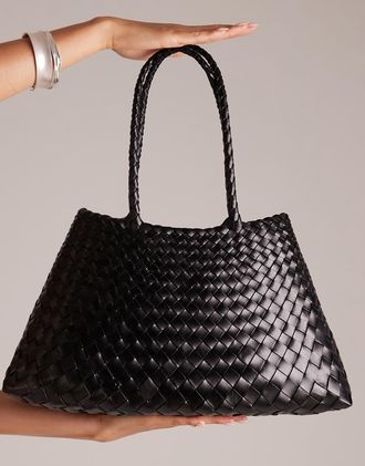 Dragon Diffusion Santa Croce - Gro&szlig;e geflochtene Tasche aus Leder in Schwarz