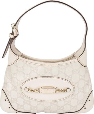 Gucci Crossbody Bags - Gucci Leather GG Monogram Horsebit Mini Jackie Han - Gr. unisize - in Wei&szlig; - f&uuml;r Damen