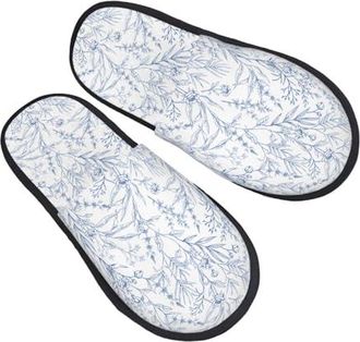 Generic Pantoufles De Voyage Herbe Bleue Et Feuilles Antid&eacute;rapant Hiver Pantoufles Peluche Maison Slippers Pour Voyage Invit&eacute; Camping M