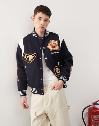 Icecream Veste Teddy épaisse avec écusson universitaire - Bleu marine