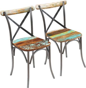 vidaXL Vidaxl - Chaises &agrave; manger lot de 2 bois de r&eacute;cup&eacute;ration solide