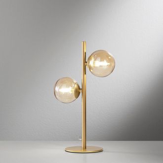 Luce-Ambiente-Design Honey Table Lamp in Brass Metal with Champagne Glass Diffusers