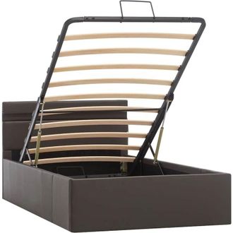 vidaXL Bett mit Bettkasten Hydraulisch LED Grau Kunstleder 100x200 cm vidaXL