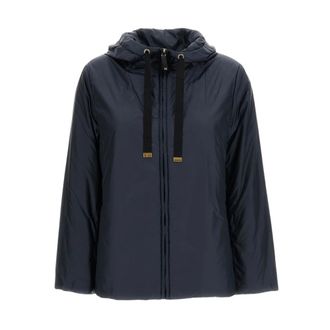 Max Mara Gerade Kapuzenjacke mit F&uuml;llung - - Jackets - Damen - Blau - S