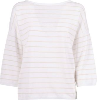 KANGRA Femme, Blouses et Chemises, Blanc, Taille: 38 FR Barchetta Rigata Bicolore Man. Gomito