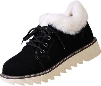 Generic Bottes dhiver pour femme avec doublure en fausse fourrure - Confortables - Semelle &eacute;paisse - Antid&eacute;rapantes - &Eacute;l&eacute;gantes - Chaudes - &Agrave; lacets - Chaussu