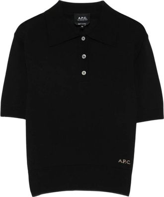 A.P.C. A.p.c., Femme, Tops, Noir, Taille: 36 FR Logo-detail Polo