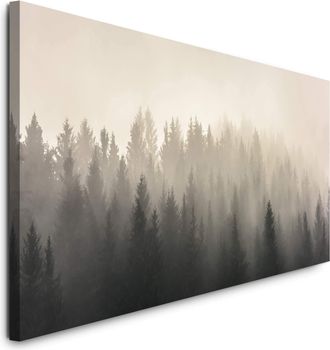 Paul Sinus Art GmbH Wälder im Nebel 120x 50cm Panorama Leinwand Bild XXL Format Wandbilder Wohnzimmer Wohnung Deko Kunstdrucke
