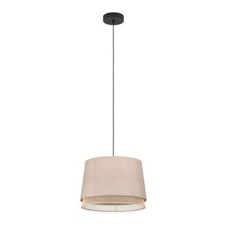 Eglo Suspension luminaire Tabley, lustre naturel pour salon et salle &agrave; manger, lampe de plafond suspendue en bambou et lin, douille E27, &Oslash; 38 cm