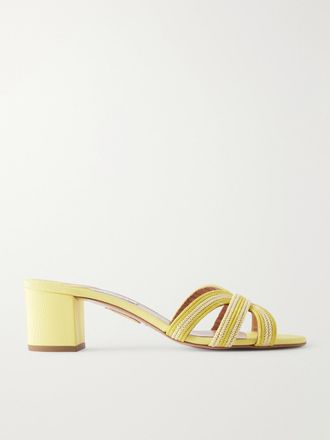 Aquazzura Mules En Raphia M&eacute;tallis&eacute; Day Dream 50 - Jaune