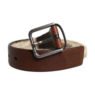 Dolce & Gabbana Homme, Accessoires, Brun, Taille: 90 CM Ceinture en cuir tress&eacute; avec boucle en m&eacute;tal